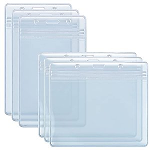 6PCS ID Card Holders, Vertical & Horizontal ID Badge Holder, Premium Clear Plastic ID Holders for Badges, Resealable Zip, Card Protector Waterproof for Work ID Card, Name Tag, Driver License