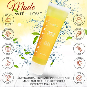 Turmeric Face Wash, Turmeric Clear Skin Liquid Soap – 100% Natural Anti Aging Exfoliating Turmeric Facial Cleanser for Spots, Clearing Acne Scars, Age Spots, Sun Damage, Discoloration – Turmeric Soap