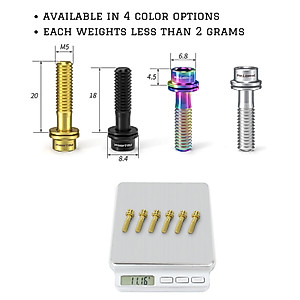 Pack of 6 pcs Titanium Bolts Screws for MTB Road Bicycle and Mountain Bike Stem, M5X18mm (Oil Slick)