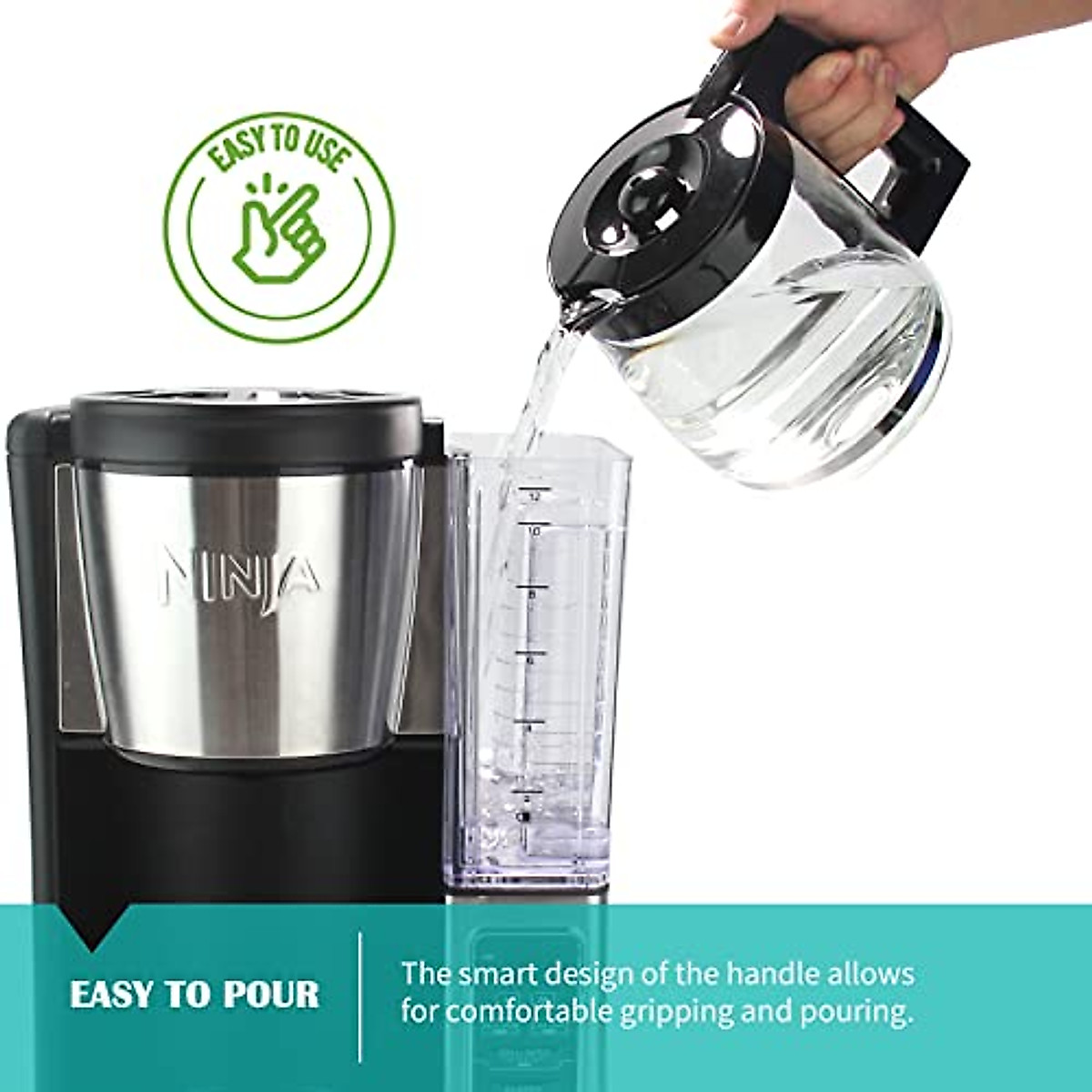 SendExtra 12-Cup Replacement Glass Carafe Pot Compatible with Ninja Coffee Brewer Maker Models CE251 CE201 CE201C CE200 CE200C Model# XGLSLID200