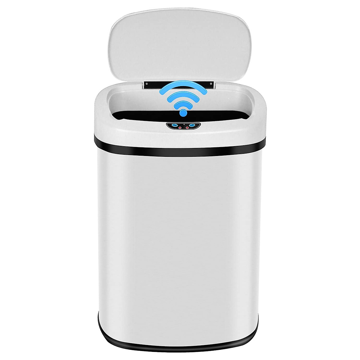 Kitchen Trash Can 13 Gallon,Stainless Steel Trash Can Touchless Garbage Can Large Trash Bin for Kitchen,Bathroom,Restroom,Office Automatic Garbage Bin,White