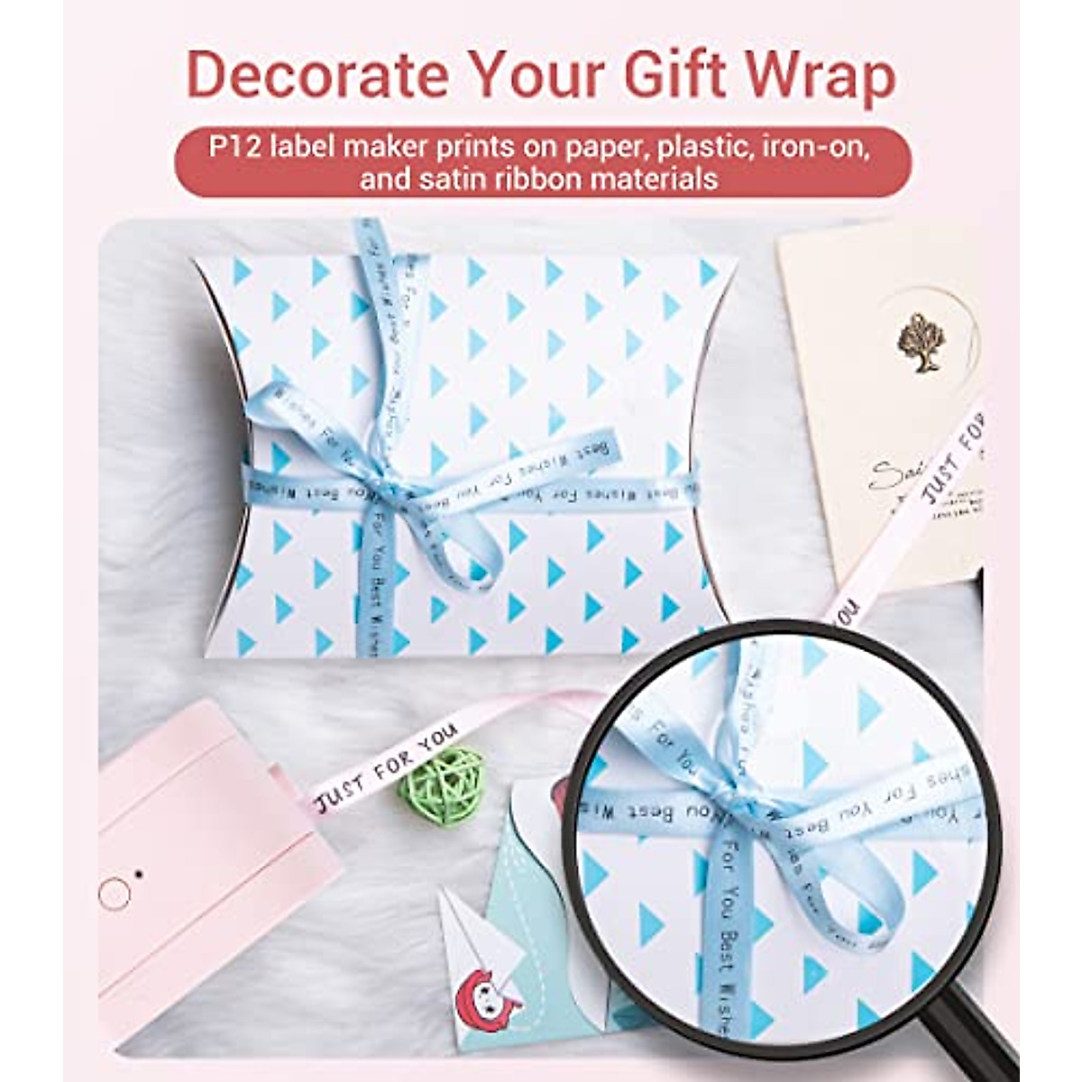 Phomemo Label Makers - Label Maker Machine with Tape P12, Bluetooth Label Maker for Home Organization, Mini Label Printer with Tape 12mm x 4m, Sticker Maker Support Color Printing and Font, with Label