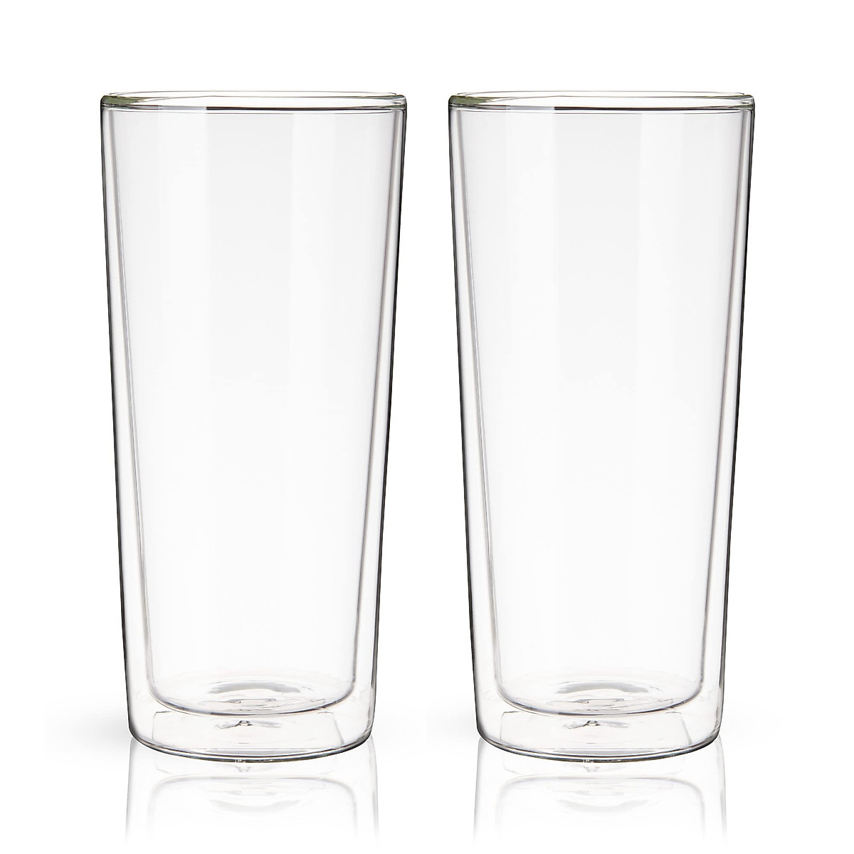 True Double Walled Beer Glasses Drinking Set, Pint Glass Tumblers for Housewarming, Birthday, Wedding, Home Bar Accessories, 16 oz, Set of 2, Clear