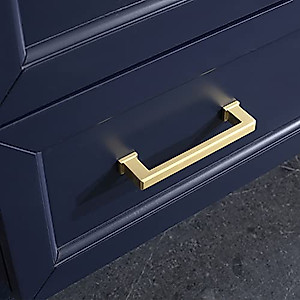 walsport Bathroom Vanity with Sink 32" Navy Cabinet White Undermount Ceramic Vessel Sink Vanities Set Chorme Faucet Drain with Mirror