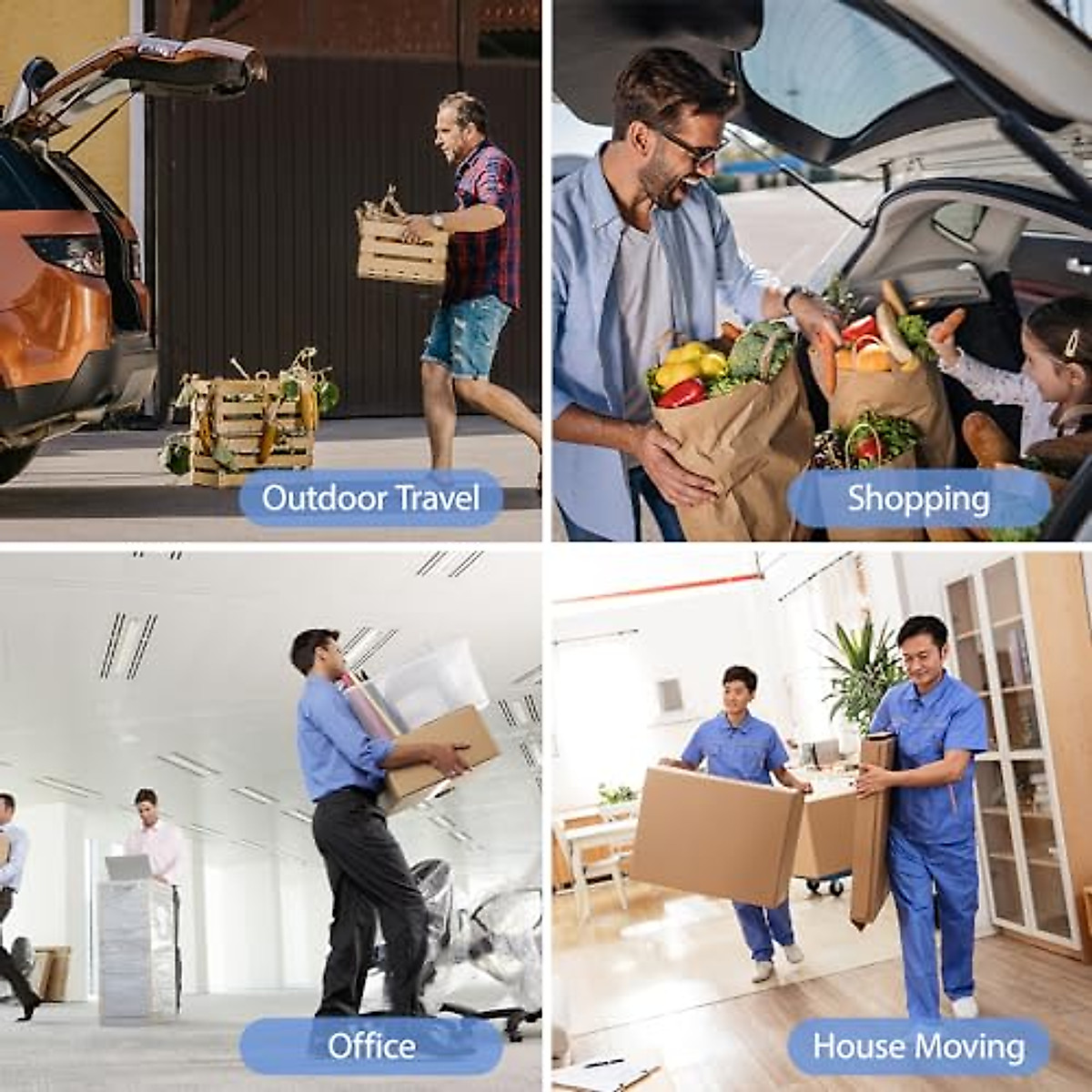 Generic Folding Luggage Cart 2 Wheels Folding Hand Truck Collapsible Dolly for Moving Shopping