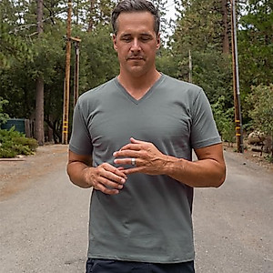 Fresh Clean Threads Light Green V Neck T Shirts for Men - Pre Shrunk Soft Fitted Premium Classic Tee - Men's T-Shirt Cotton Poly Blend - Large