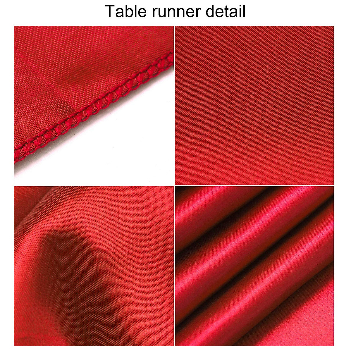 ANECO 4 Pack Satin Table Runner 12 x 108Inch Long Bright Silk and Smooth Fabric Party Table Runner for Wedding Banquet Party Decoration- Red
