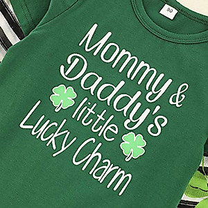 St. Patrick's Day Toddler Boys Girls Clothes Clover Tattoo T-Shirt Mommy and Daddy’s Lucky Charm Shirt Fashion Tees Tops(18-24 Months)