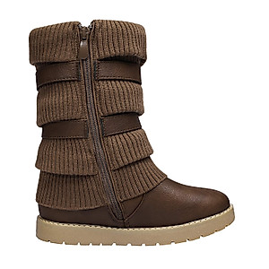 DREAM PAIRS Little Kid Klove Brown Faux Fur Lined Mid Calf Winter Snow Boots Size 2 M US Little Kid