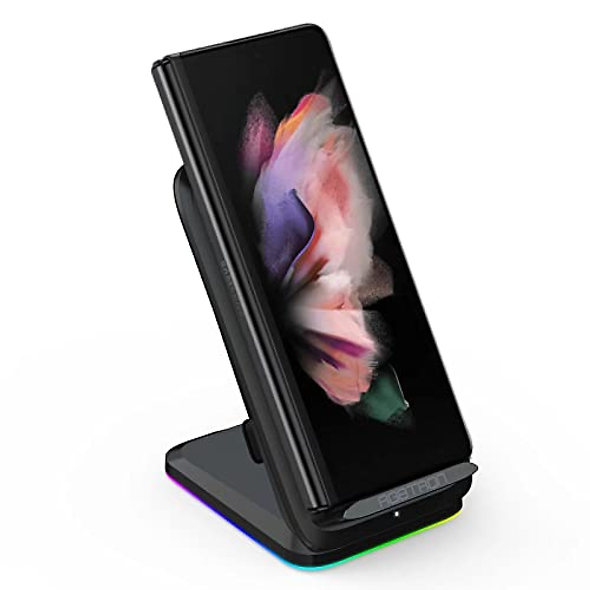 RGB Wireless Phone Charger, 15W Fast Charging Stand Qi Charger Pad for iPhone 14/13/SE/12/11/X/XR/8/Pro Max/Plus/Mini, Samsung Galaxy S22/S21+/S20/S10/Z Flip/Z Fold/Ultra/Note/FE/PC Gaming Setup