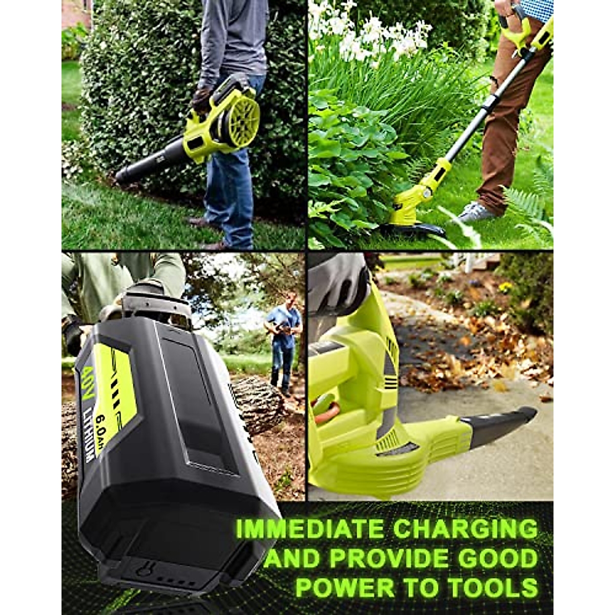 GERIT BATT OP4026 6000mAh Replacement Battery Compatible with Ryobi 40V Lithium Battery OP4026A OP4050A OP40601 OP4040 OP4030 OP4050 OP4015 OP40261 OP40201 OP40301 OP40401 Cordless Power Tools(Green)