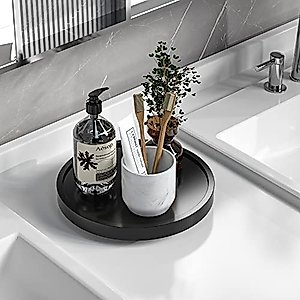 Turntable Vanity Tray 9 Inch for Perfume Candle, Bamboo Kitchen Sink Countertop Organizer for Keep Glass, Sponge and Soap Bathroom Countertop Organizer Black