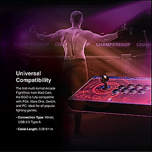 Mad Catz The Authentic EGO Arcade Fight Stick for PS4, Xbox One, Nintendo Switch and PC (Windows Direct and X-Input),Black