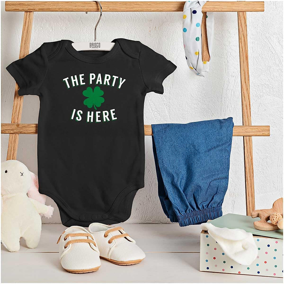 Brisco Brands St Patricks Day Ireland Eire Clover Baby Romper Boys or Girls