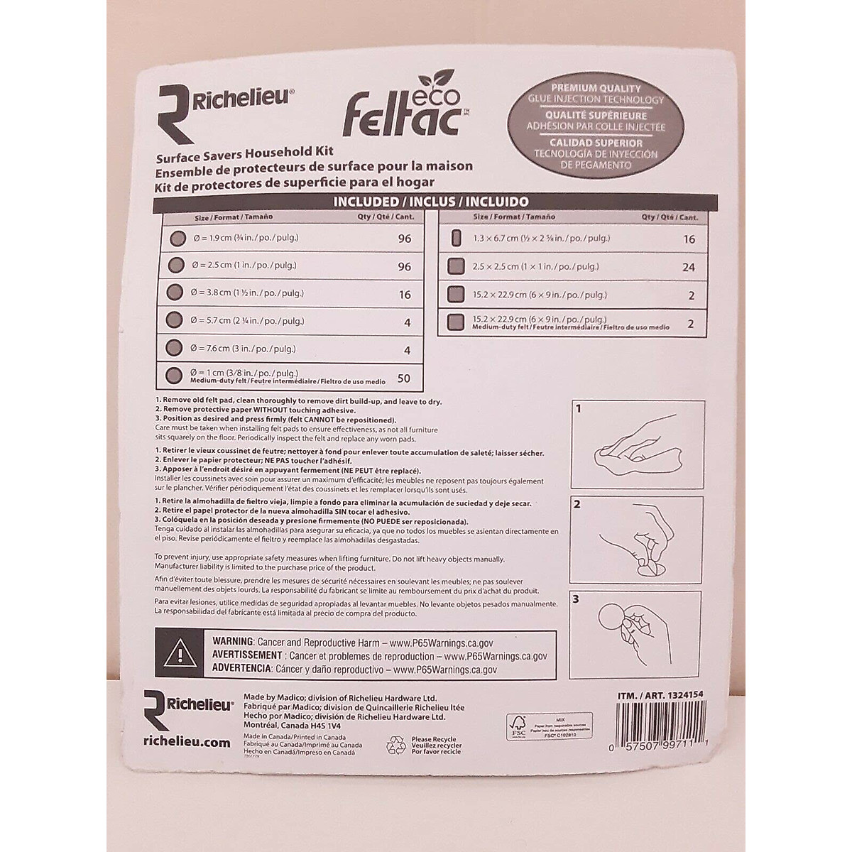 RICHELIEU Eco Feltac Surface Savers Household Kit