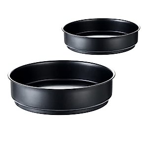 2 Pack Lazy Susan Organizers, Stainless Metal Sturdy Spice Rack with Turntable, Rotate Lazy Susan Seasoning Rack for Kitchen Pantry Cabinet Fridge Table Bathroom （10&8 Inch） Black