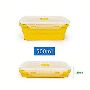 Lunbengo Camping Travel Collapsible Food Storage Container with Lids, Stackable Silicone Storage Containers Meal Prep Containers with Ideal Portion 350ml-540ml-800ml, Microwave Safe,3Piece