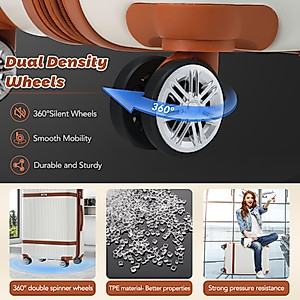 Merax Hardside Rugged Travel Suitcase Luggage with 8 Spinner Wheels, Collision-Protection Angle, 3-Piece Set, TSA Lock, Expandable, Carry-On Luggage (20/24/28,White)