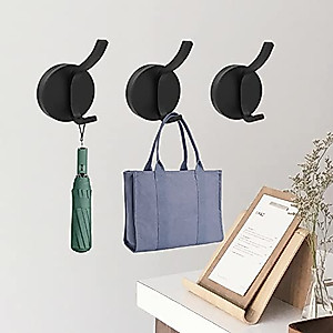 WUIVIUT Matt Black Towel Hooks Wall Hooks Heavy Duty, Wall Mounted Hook Holder for Bathroom Kitchen Pool Hotel, SUS 304 Stainless Steel Sticky Hooks for Hanging Coat Towels Robe Key Bag, 4 Pack