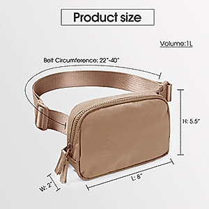 AslabCrew 2-Way Zipper Unisex Belt Bag with Adjustable Strap Fanny Packs Mini Waist Pouch for Outdoor Hiking Running Travel, Rose Brown