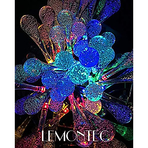 Lemontec 2-Pack Solar String Lights 20 Feet 30 LED Water Drop Solar Fairy Waterproof Lights for Garden, Patio, Yard, Home, Parties, Multi Color
