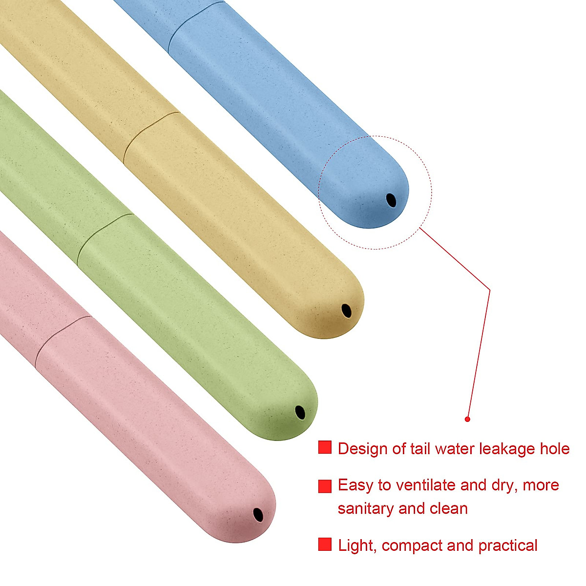 Oomcu Pack of 8 Travel Toothbrush Case, 4 Color Toothbrush Case Holder Portable Breathable Toothbrush Storage for Home, Camping, School, Travel