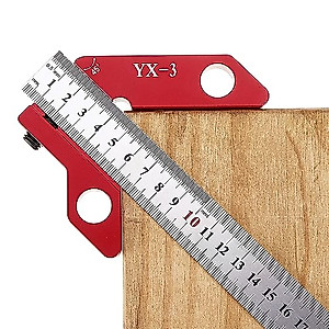 DDWT YX-3 Center Finder Woodworking Square Center Scribe 45 90 Degrees Angle Line Scriber Marking Tools Metric and Inch Ruler Magnetic Wood Measuring Scribe Tool