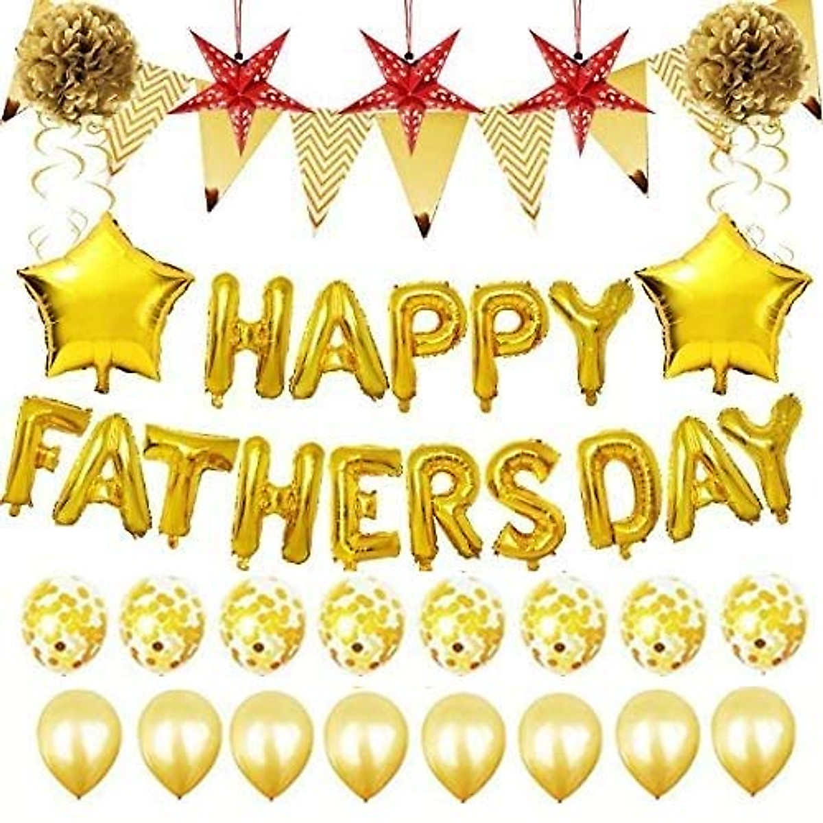 Happy Father's Day Balloon Set Decoration for Father's Day Birthday Party (Gold)