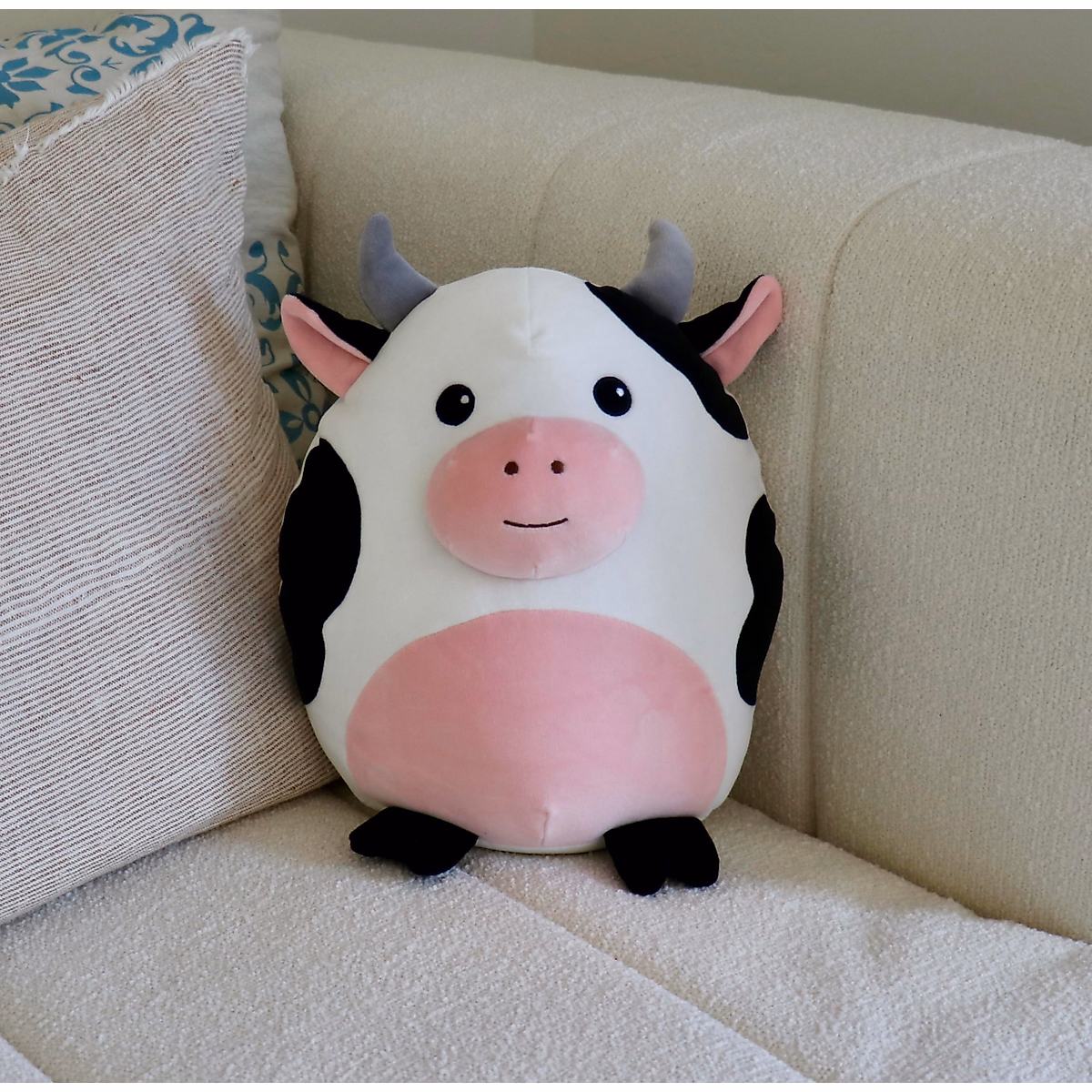 Snuggaboos Daisy The Cow Squish: 13-Inch Original Super Soft Plush Pillow Toy – Adorable and Cuddly Cow Stuffed Animal Plushie for All Ages for Kids and Adults