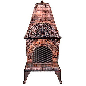 Deeco DM-0039-IA-C Aztec Allure Cast Iron Pizza Oven Chiminea