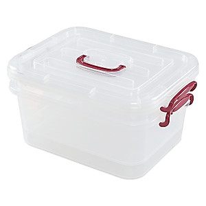 Bblina 2 Packs 8 Liters Clear Storage Boxes, Plastic Latching Container Tote with Lids