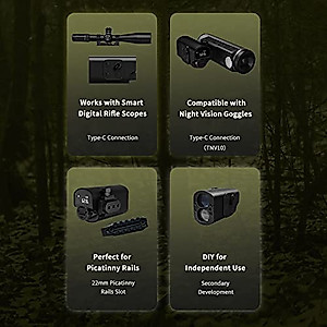 LK01 Auxiliary Ballistic Smart Laser Range Finder, 1200M External Laser Rangefinder with ± 0.5m Accurate, IP65, Compatible with Picatinny Rails, Works with MILESEEY TNV10 Thermal Monocular
