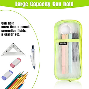 Mesh Pencil Case, Multifunctional Transparent Mesh Pencil Pouch Pencil Storage Case Stationery Pouch Pencil Zipper Case Clear Travel Makeup Pouch for Students Office Travel (Green)