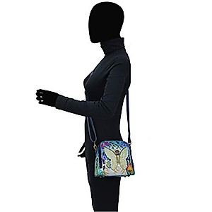 Anuschka Women’s Genuine Leather Zip Around Travel Organizer - Hand Painted Exterior - Enchanted Garden