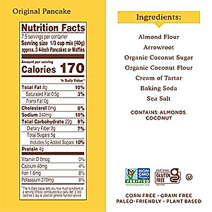 Simple Mills Almond Flour Pancake & Waffle Mix, Original - Gluten Free, Plant Based, Paleo Friendly, Breakfast 10.7 Ounce (Pack of 1)