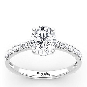 Aihpos 10K or 14K or 18K Gold Custom Name 1.2 ct Round Brilliant Moissanite Personalized Engagement Ring Wedding Ring for Women