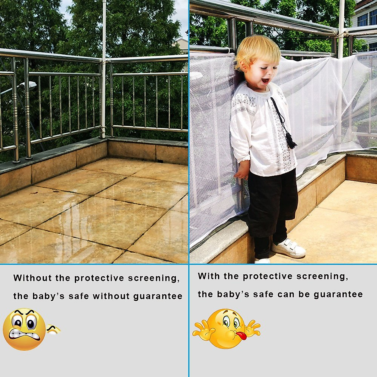 Winkeyes Children Safety Rail Balcony Stairs Safety Net Banister Stair Net for Kids/Pet/Toy Safety on Indoor/Outdoor Stairs, Balcony, or Patios, 9.8 x 2.5 ft