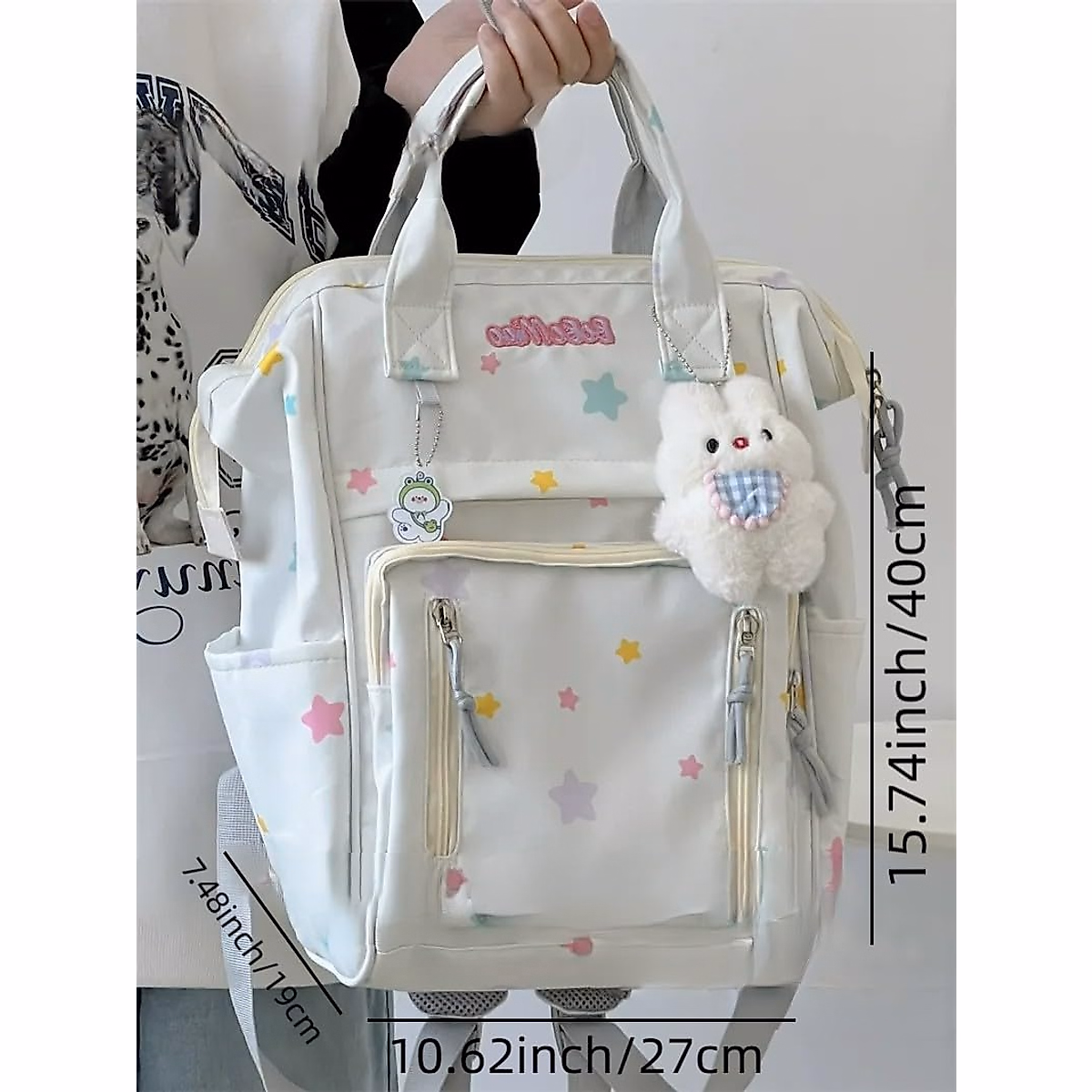 irLocy Star Backpack Y2K Backpack College Backpack Cute Preppy Backpack Aesthetic Backpack Y2K Accessories (beige)