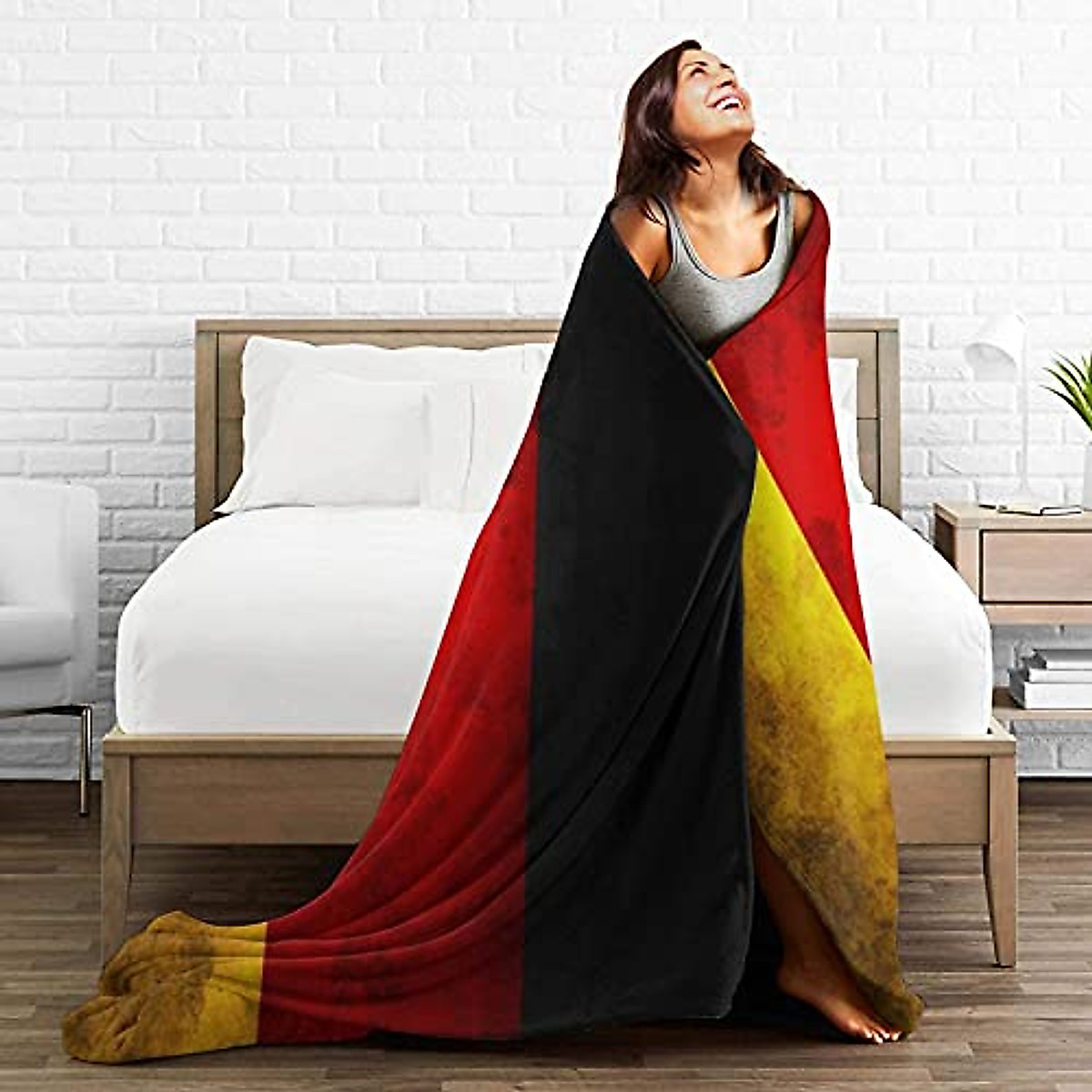 Gffdrings German Flag Fleece Blanket Bed Linen Sofa Blankets Throw Size 50"X40" for Yoga Mats