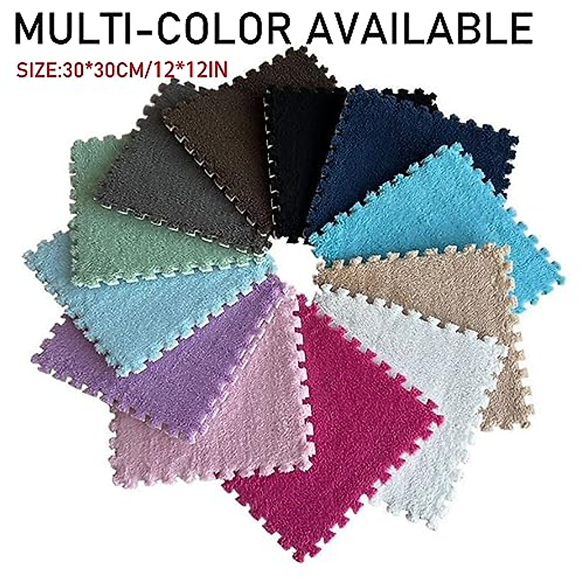 30 Pieces Foam Interlocking Interlocking Carpet Fluffy Area Rug,Square Floor Plush Floor Puzzle Playmat,12X12in Anti-Slip Shaggy Area Rug for Home(Color:Green)