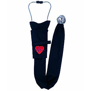 Medical Heart Patch on Black - Sparkling EARTH Embellished Stethoscope Cover - Exclusive Designs - 100% Cotton, Built in Utility Pocket and Utility Strap - Made in The USA!
