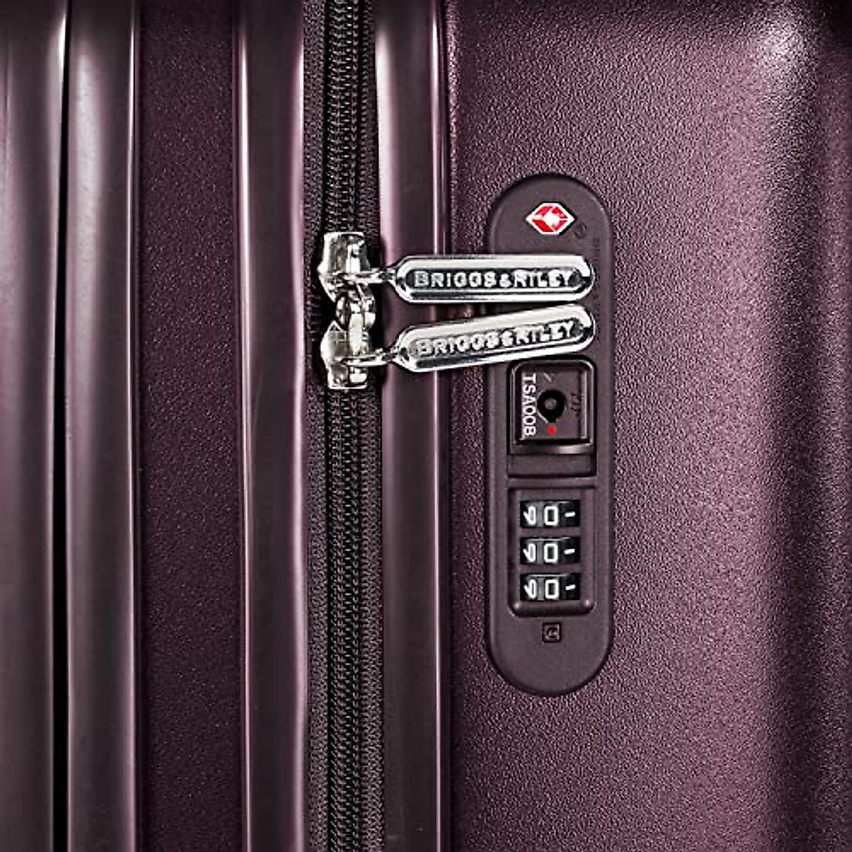 Briggs & Riley Sympatico Hardside Medium Spinner Luggage, Plum, 27-Inch Checked