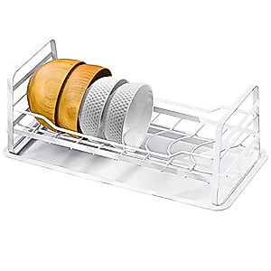 Poeland Bowl Rack with Drip Tray, Pantry Cabinet Organizer Rack for Kitchen Counter Cupboard