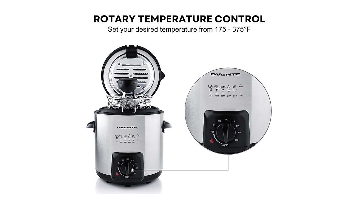 OVENTE Electric Deep Fryer 0.9L Capacity – Compact & Safe Frying