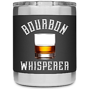 JENVIO Bourbon Gifts for Men Whiskey | Insulated 10 Ounce Cocktail Travel Tumbler Mug with Lid for Coffee or Cold Drinks | Bourbon Lover Glass Valentine's Day Gift Women Birthday Kentucky Whisperer