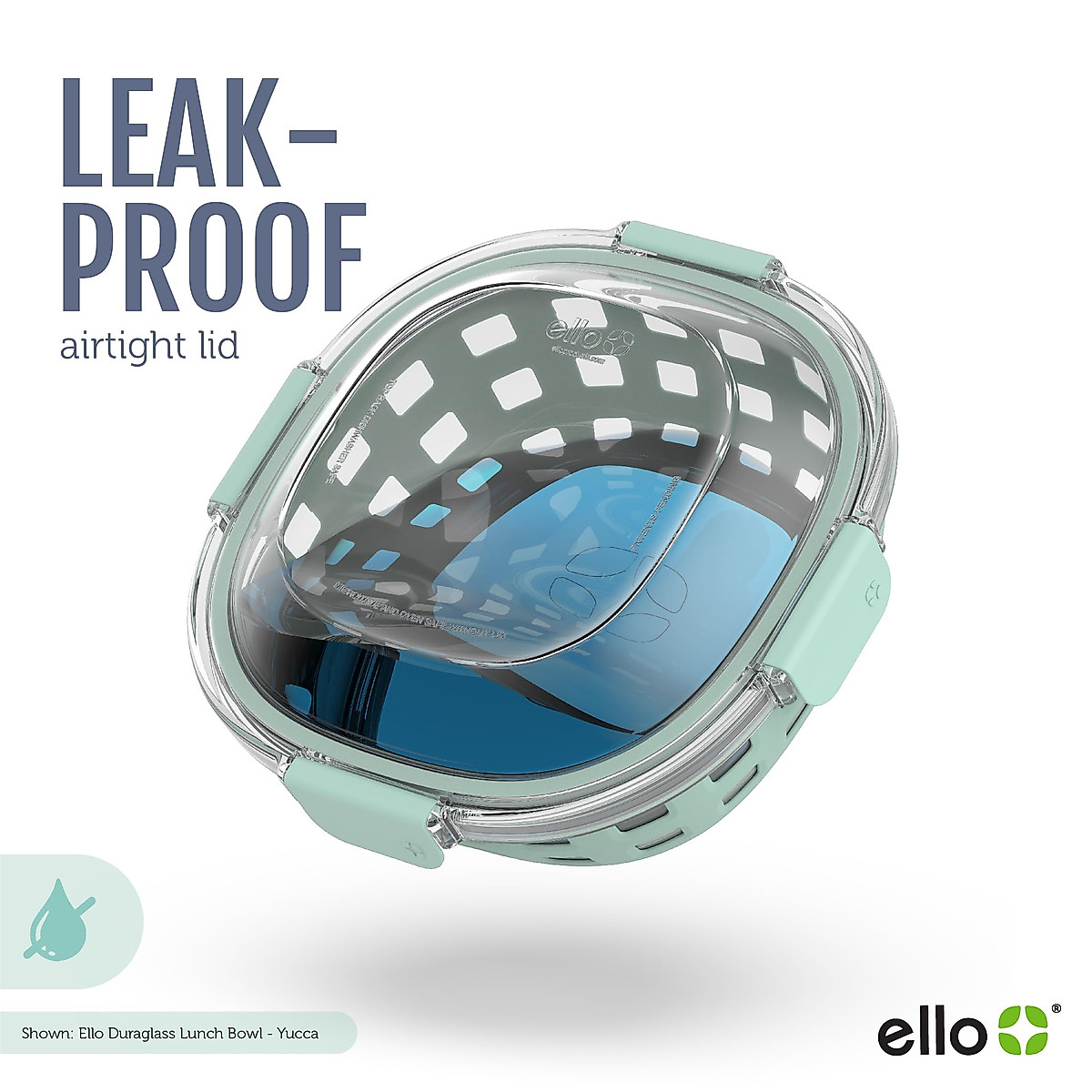 Ello DuraGlass Food Storage Glass Lunch Bowl - Meal Prep Container with Silicone Sleeve and Airtight Lid, 5 Cup, Yucca