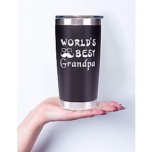 EBE EmmasbyEmma Stainless Steel Grandparents Gift Set, 20 oz Tumbler for Grandma & Grandpa, Rose Gold & Black, Includes Straw & Brush