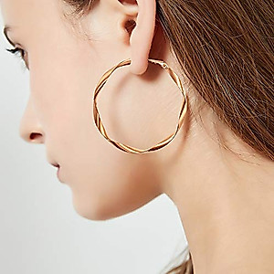 Surrounded Forest Rose Gold Earrings Rose Hoop Earrings Lightweight Hoop Earrings for Women Rose Gold Hoop Earrings 2in