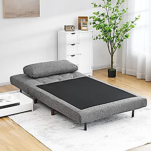 KOMFOTT Convertible Chair Bed, 3-in-1 Tri-Fold Sofa Bed with Solid Wood Legs, 3 Adjustable Backrest Positions, Modern Linen Fabric Sofa Sleeper with Pillow, Comfortable Sleeper Chair (Gray)