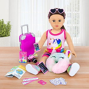 ZITA ELEMENT 24 Pcs 18 Inch American Doll Accessories Clothes and Suitcase Set Including 18 Inch Doll Clothes Suitcase Backpack and Other Travel Set